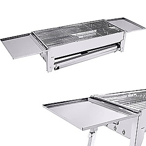 Lake Tian Stainless Steel Charcoal Grill, Asadores De Carbón, Small Portable Folding Charcoal BBQ Grill Set, Coal Grill, Barbecue Hibachi Grill Outdoor Cooking, for Picnic, Patio, Backyard & Camping, 30x44