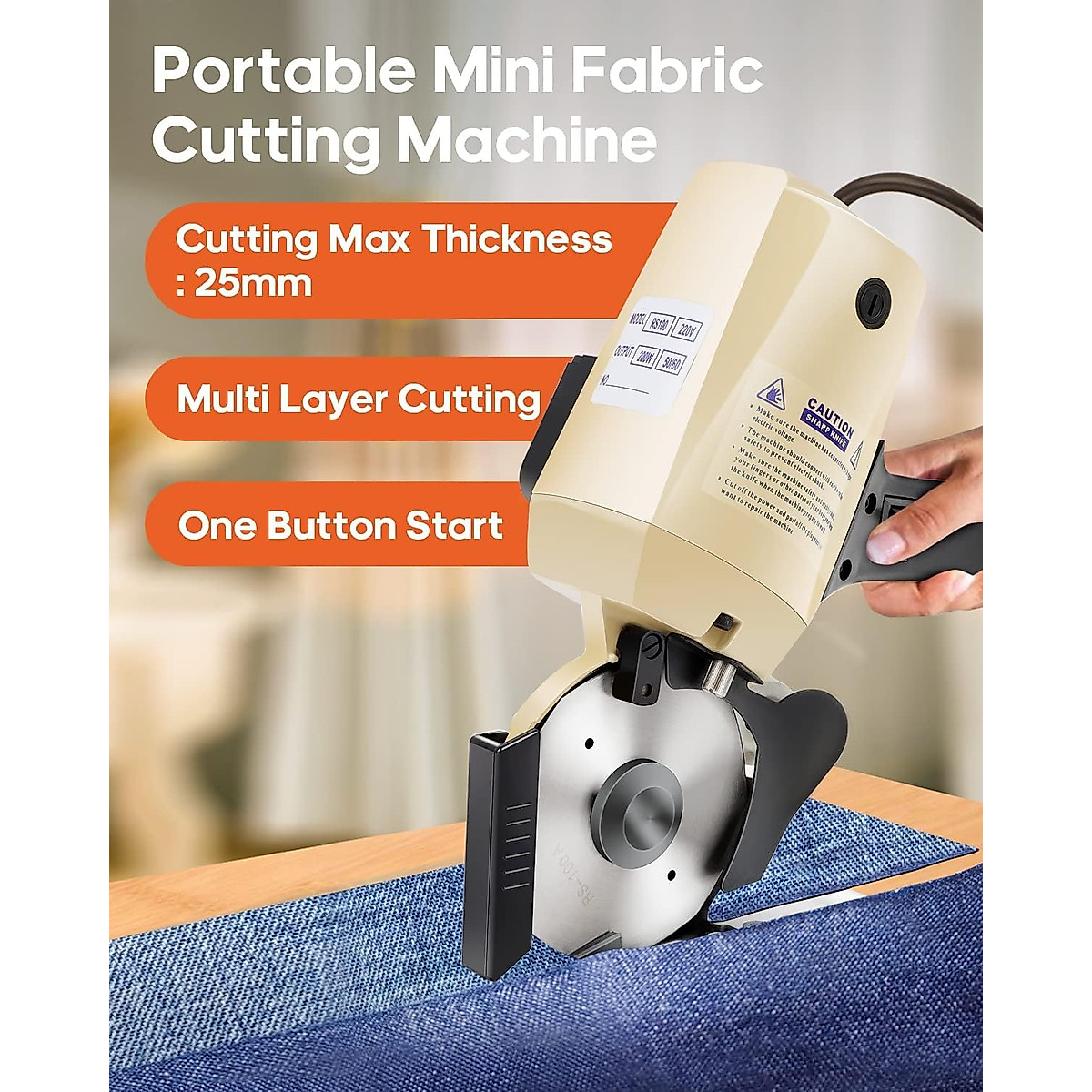 Electric Rotary Fabric Cutter, 100V Electric Cloth Cutting Machine, Octagonal Blade Cloth Cutter Electric Scissors with Automatic Sharpener, for Multi Layer Carpet Leather