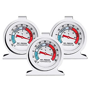 3PCS Refrigerator Freezer Thermometer - Refrigerator/Freezer/Fridge Temperature Cooler - Classic Series Large Dial Thermometer (3)