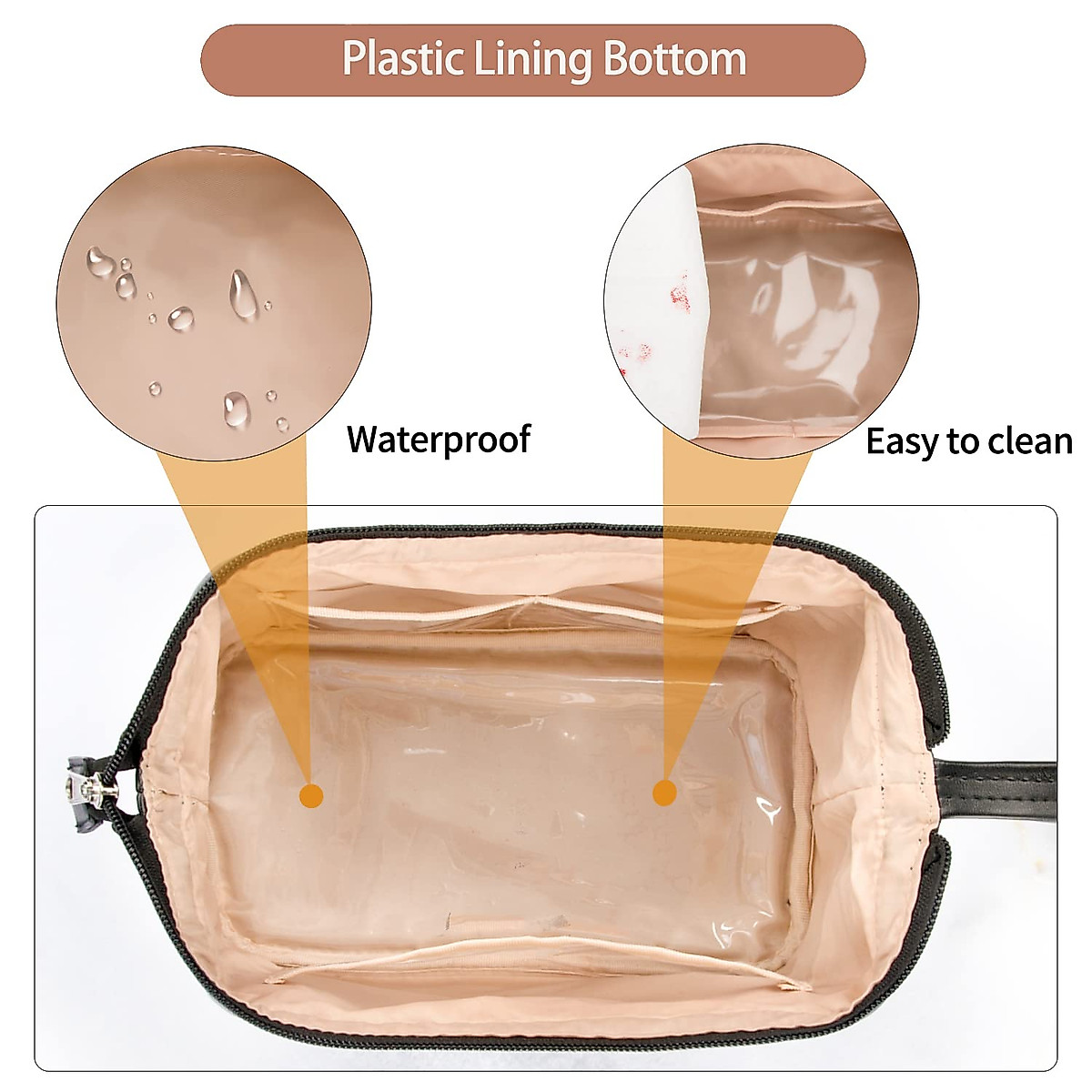 OCHEAL Travel Makeup Bag,Cosmetic Bags for Women,Large Capacity Portable Cosmetic bag Storage Organizer for Purse Everyday Use -Black