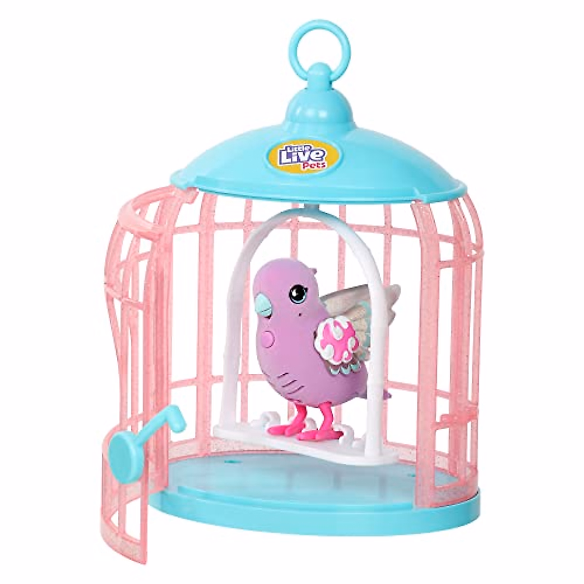 Little Live Pets - Lil' Bird & Bird Cage: Polly Pearl, New Light Up Wings with 20 + Sounds, and Reacts to Touch