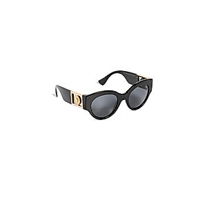 Versace VE 4438B GB1/87 Black Plastic Round Sunglasses Grey Lens