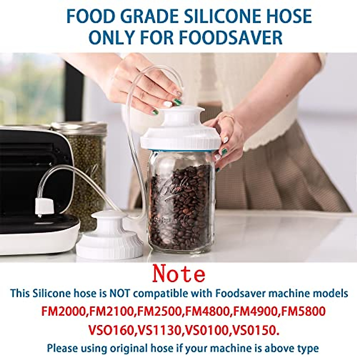 Mason Jar Vacuum Sealer Kit for Foodsaver, Food Saver Jar Sealer Attachment, Food Storage Vacuum Sealer Kit with Accessories Hose for Wide & Regular Mouth Mason Jar