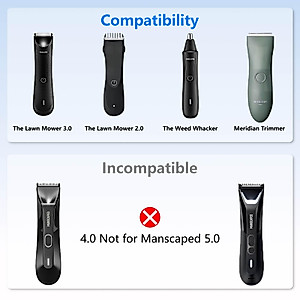 for Manscaped Lawn Mower 3.0 2.0 Charger for Lawnmower Power Cord，Replacement Manscape Electric Groin Hair Trimmer, Weed Whacker Nose and Ear Hair Trimmer Power Supply（LED, Brush）