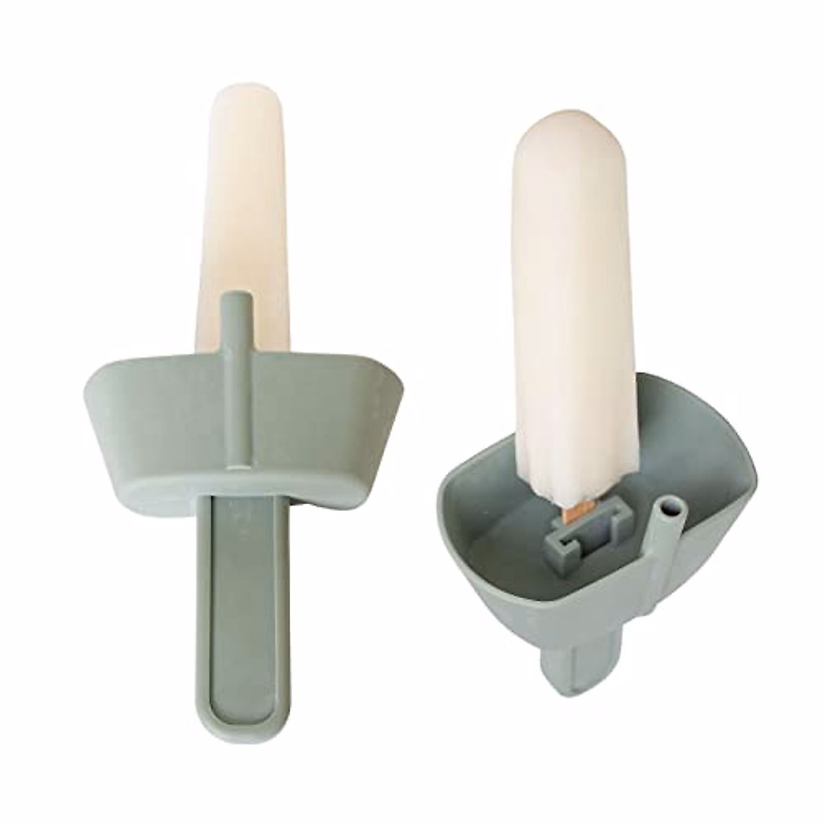 Mango Co. Silicone Popsicle Holder For Kids No Drip With Built In Straw 2 PACK (Dark Green/Sage)