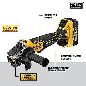 DEWALT 20V MAX* Angle Grinder Tool Kit, 4-1/2-Inch, Paddle Switch with Brake (DCG413R2)