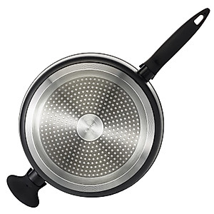 Zyliss Cook Non-Stick Forged Saut茅 Pan with Glass Lid, Aluminium, Black, 53.9 x 29 x 15.6 cm