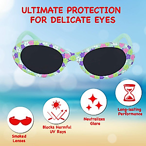 Optix 55 Baby Sunglasses, 100% UV Protection Infants & Toddlers Sunglasses, Smoked Lenses Reduces Glare for Ages 0-12 Month to 3 Years - Rubber Injected Frame with Matching Pouch (Light Blue, smoked)