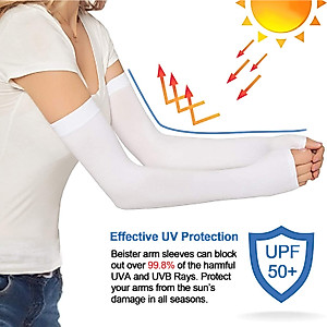 beister UV Protection Cooling Arm Sleeves, Women Men Summer Outdoor Sunblock Arm Cover with Thumb Hole