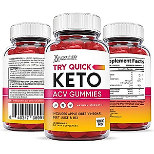 Justified Laboratories Try Quick Keto ACV Gummies 1000MG with Pomegranate Juice Beet Root B12 60 Gummys
