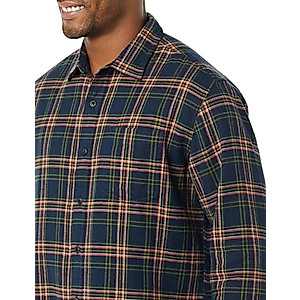 Amazon Essentials Men's Long-Sleeve Flannel Shirt (Available in Big & Tall), Dark Navy Plaid, Large