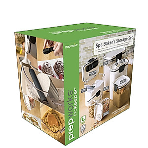 Progressive ProKeeper Baker's Airtight Kitchen Storage Canister Container Set for Flour, Sugar & More, Keeps Ingredients Fresh, with Accessories (Black, 6- Piece)