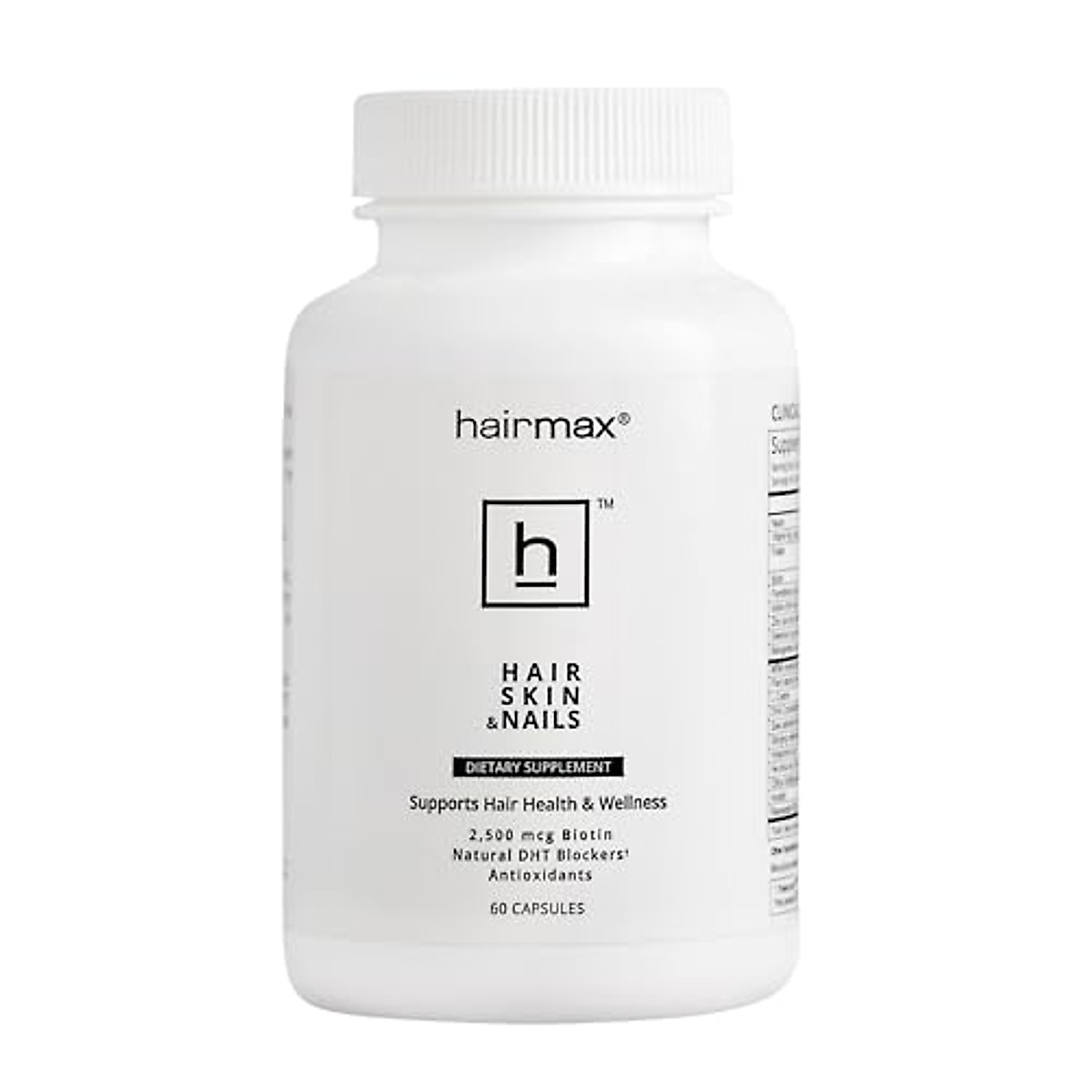 HairMax Hair, Skin and Nails Dietary Supplement – Hair Loss & Hair Regrowth Treatment. 2500mcg Biotin, DHT Blocker, MSM & Antioxidants, 60 Capsules