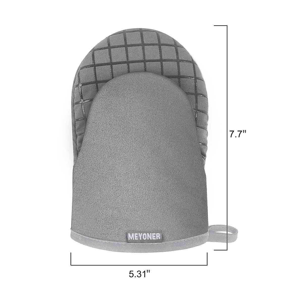 Mini Oven Mitts, Kitchen Mitts Cooking Kitchen Mitts, 500 Degree Heat Resistant Baking Gloves for Cooking Baking BBQ with Hanging Loop 1 Pair-Gray