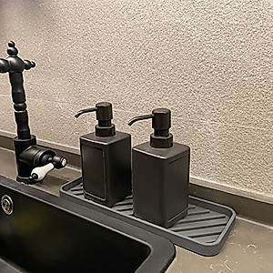 Lenphsco Silicone Kitchen Sink Organizer Tray Extended(12" x 4") Sponge Holder for Kitchen Sink, Bathroom Soap Dispenser Tray (2 Pack, Black)