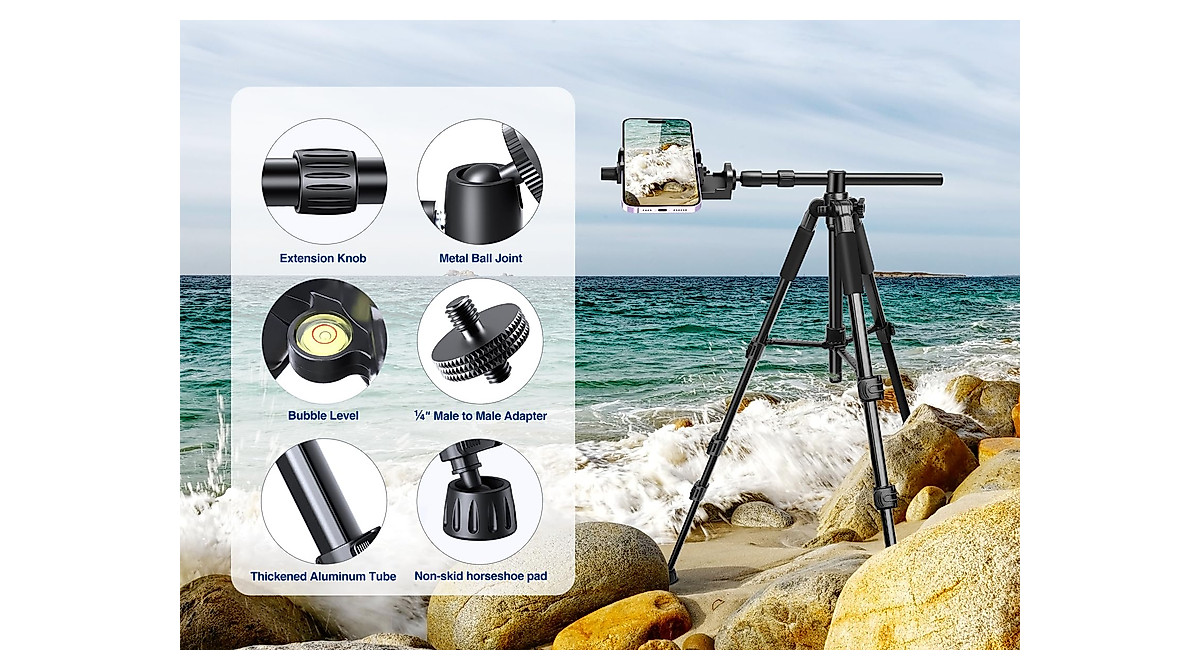 Elitehood Newest Ultra-Stable Overhead Tripod for iPhone – Heavy Duty ...