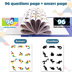 Yohelly Wooden Pattern Blocks Toys Gifts for 1 2 3 4 5 6 Years Old,Montessori Learning Toys for Boys Girls Ages 1-3, Geometric Shape Puzzle Kindergarten Classic STEM Educational Tangram Toys