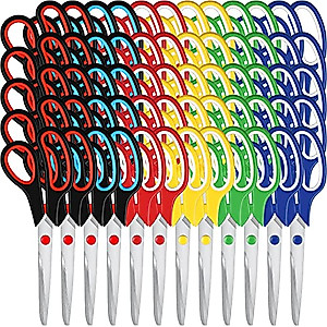 60 Pcs Scissors Bulk 8" Scissors School Scissors Comfort Grip Handles Fabric Scissors for Office Home School Sewing Craft Fabric Supplies Scissors with Soft Comfort Grip Handles, Right/ Left Handed