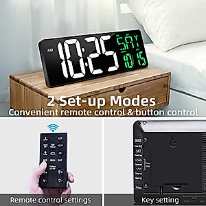 TXL Digital Wall Clock Large Display Auto DST, 16.5" LED Large Digital Clock with Date&Temperature, Digital Timer Clock with Remote Control, Big Wall Mounted Clock, Adjustable Brightness Alarm Clock