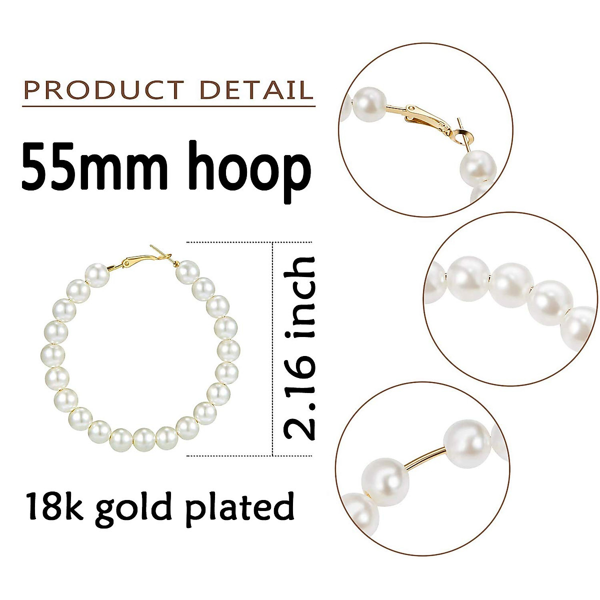Pearl Hoop Earrings for Women Fashion Dangle Hypoallergenic Layer Earrings Drop Dangle Earrings Gifts for Women (Pearl hoop)