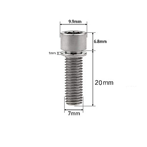 Wanyifa Titanium Ti Bolt M7 x 20mm Allen Head with Washers Bike Scewrs Pack of 4
