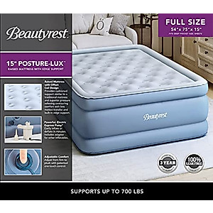 Beautyrest Posture Lux Air Bed Mattress with Express Pump and Raised Edge Support, 15" Full