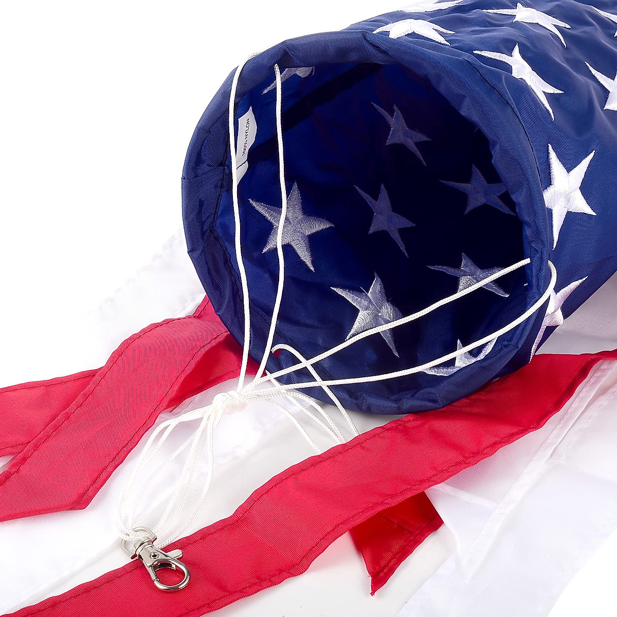 American Flag Windsock, Stars & Stripes USA Patriotic Decorations Embroidered Stars - Fade Resistant Patriotic Wind Socks Decorations 40 Inch (40)