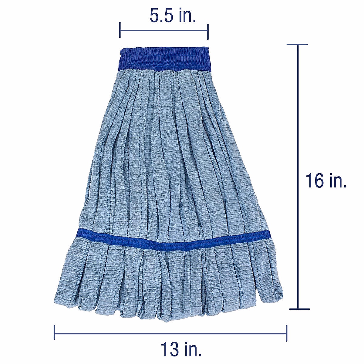 CleanAide Microfiber Tube Mop Head with Super Absorbent Looped Ends, 400 Grams, Blue