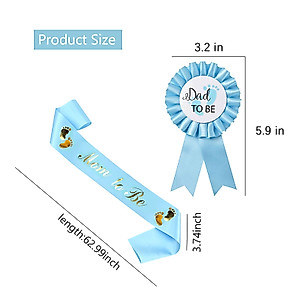 2 Packs Baby Shower Decorations Blue Mom to be Sash and Dad to Be Tinplate Badge Baby Welcome Party Gifts