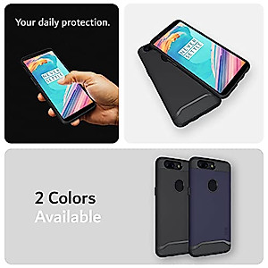TUDIA DualShield Designed for OnePlus 5T Case, [Merge] Shockproof Heavy Duty Military Grade Dual Layer Slim Protective Case Cover - Matte Black
