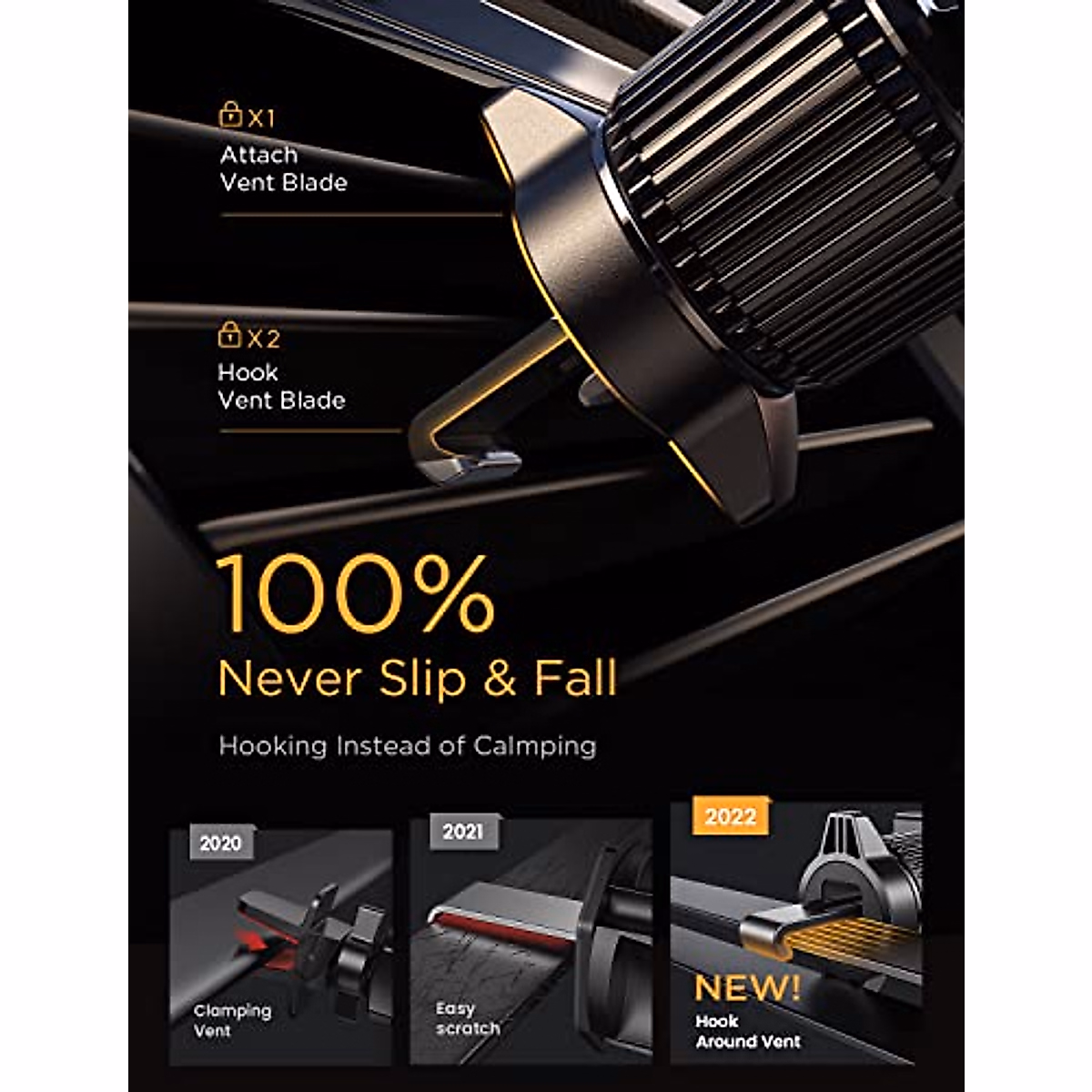 LISEN Car Vent Phone Mount for Car Phone Holder Upgraded Metal Hook Clip Air Vent Cell Phone Holder Mount Auto Lock Thick & Big Phone Friendly Car Mount for iPhone 14 Pr Max all 4-7.5 inch Smartphone