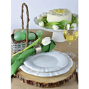 Euro Ceramica Chloe Collection Elegant 15.8" Ruffled Ceramic Oval Serving Platter, White