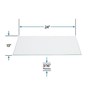 SSWBasics Tempered Glass Shelf - 10" W x 24" L x 3/16" - Set of 2