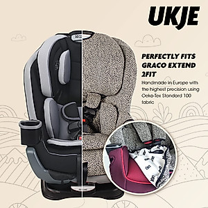 UKJE Protective Car Seat Cover Compatible with Graco Extend2Fit Convertible Car Seat, CPSC Standard Compliant, Toddler & Child Protector, Car Seat Cover Liner, Washable Car Seat Cover - Beige Leopard