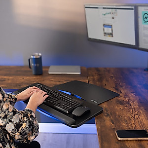 VIVO 17 inch Curved Corner Desk Connector, Corner Desk Sleeve, Platform for Mounting Under-Desk Keyboard Trays on L-Shaped Workstations, Black, DESK-AC07U