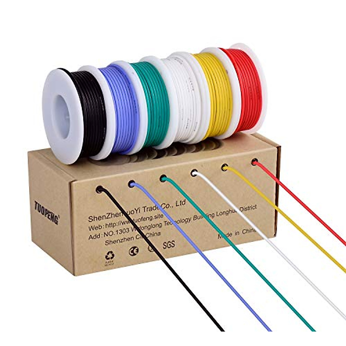 TUOFENG 18 Gauge Wire Spool 13.2ft / 4m Each 6 Colors,18 AWG Stranded Wire Hook up Wire Kit, Silicone Rubber Insulated/Tinned Copper/Flexible/18AWG Wire for Automotive Wiring
