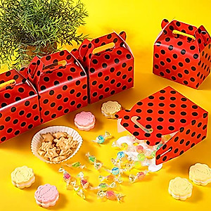 Outus 30 Pieces Ladybug Party Supplies Favor Boxes Ladybug Red Black Polka Dot Candy Boxes for Ladybug Party Wedding Birthday Christmas Baby Shower Decorations, 4 x 2.4 x 4.8 Inch
