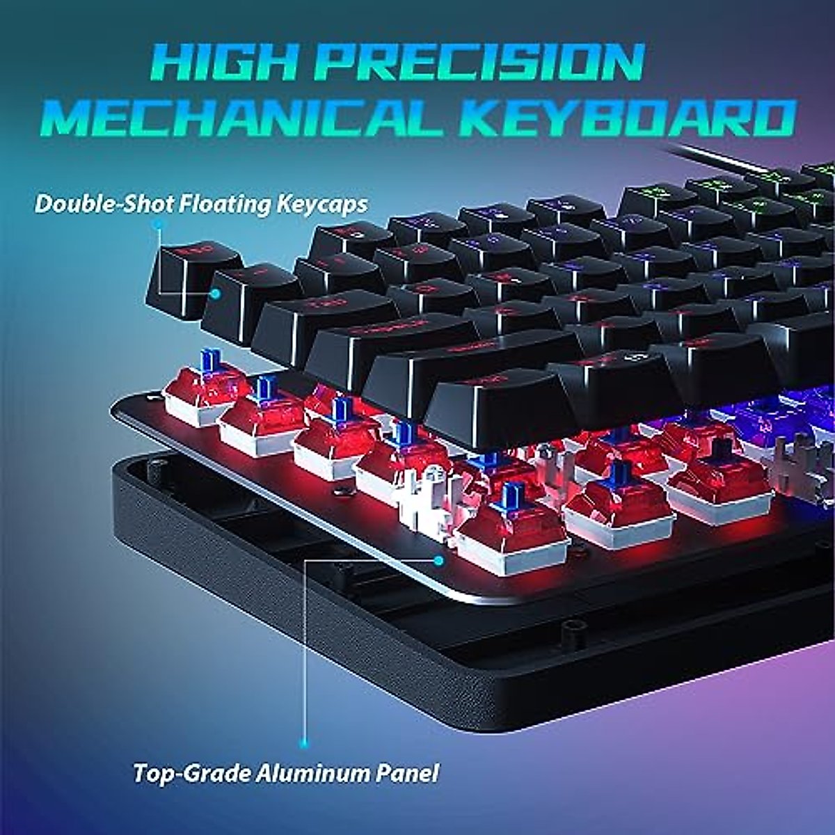 Mechanical Gaming Keyboard and Mouse Combo, 104 Keys Full Size RGB Backlit Blue Switch Keyboard, Ergonomic RGB Gaming Mouse with Mouse Pad, Anti-Ghosting Wired Keyboard for Windows PC Laptop Mac Gamer