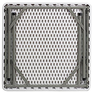 Flash Furniture Elon 2.85-Foot Square Granite White Plastic Folding Table | Waterproof | Impact and Stain Resistant