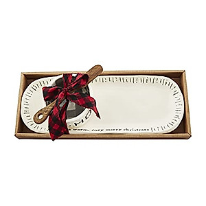 Mud Pie, White, Cozy Christmas Appetizer Set, tray 4 1/2" x 12"