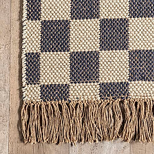 nuLOOM Connie Checkered Wool/Jute Tasseled Area Rug, 5' x 8', Grey