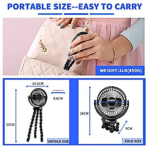 WeFrady Baby Car Seat Fans for Baby Rear Facing, Backseat Fan for Baby Car Seat Stroller Walking Traveling Outside-5200mAh Battery Operated