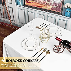 4 Pack 60 x 102 Inch Tablecloth, White Tablecloth for 6 Feet Rectangle Tables, Stain and Wrinkle Resistant Washable Fabric Table Cloth for Wedding Party Dining Table Buffet Parties and Camping