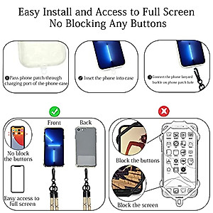 BERITNI Universal Cell Phone Tether Tab, 4 Pack Phone Lanyard Patch, Upgrade One-Piece Silicone Phone Lanyard Insert, Phone Lanyard Tab for Most Smartphone, Clear + Pattern