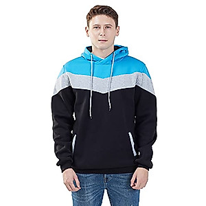 Mooncolour Men's Novelty Color Block Hoodies Cozy Sport Autumn Outwear Black/Grey/Blue M Black US Medium