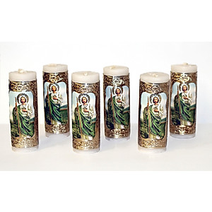 San Jude Saint Judas St. Tadeo Gold Baptism Candle Cirio Vela for Party Favors Candles 6pcs Vela repujadas Mi Bautizo Primera Comunion Confirmation Embossed DIY Gift
