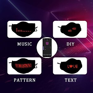 AINSKO LED Luminous Mask, Programmable Face Mask, Rechargeable Bluetooth Mask, Smartphone App Control Scrolling Colourful Display