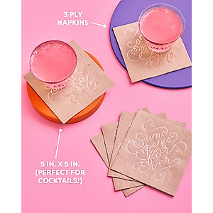 xo, Fetti Bachelorette Party Napkins - 50 count | Rose Gold 3-ply Cocktail Napkins 5x5, Bach Party Decorations, Bridal Shower Gift