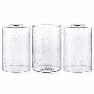 Skelang Clear Glass Shade, Seeded Light Shade, Lampshade with 1-5/8 Inches Fitter, Cylinder Replacement Shade for Pendant Light, Chandelier, Wall Sconces, Vanity Lights, Pack of 3