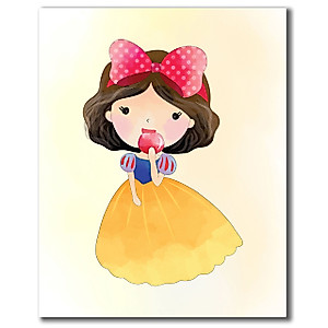 BigWig Prints - Princess Wall Art for Kids, Cute Disney Princess Prints Featuring Belle, Ariel, Cinderella, Snow White, Jasmine, and Aurora, Girls' Room Decor - Unframed Set of 6 (8x10)